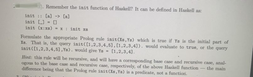 Solved 2nemember the init function of Haskell? It can be | Chegg.com