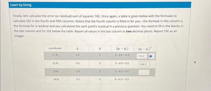 Solved Finally, let's calculate the error (or residual) sum | Chegg.com