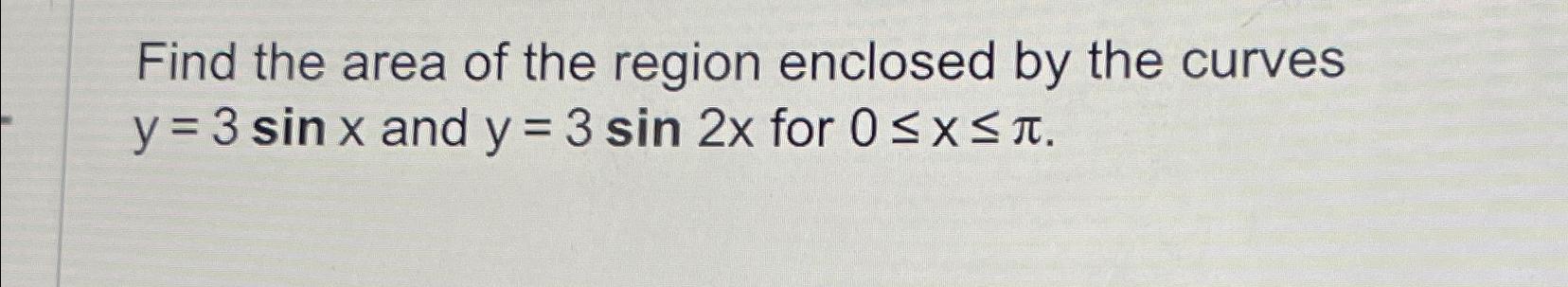 Solved Find the area of the region enclosed by the curves | Chegg.com