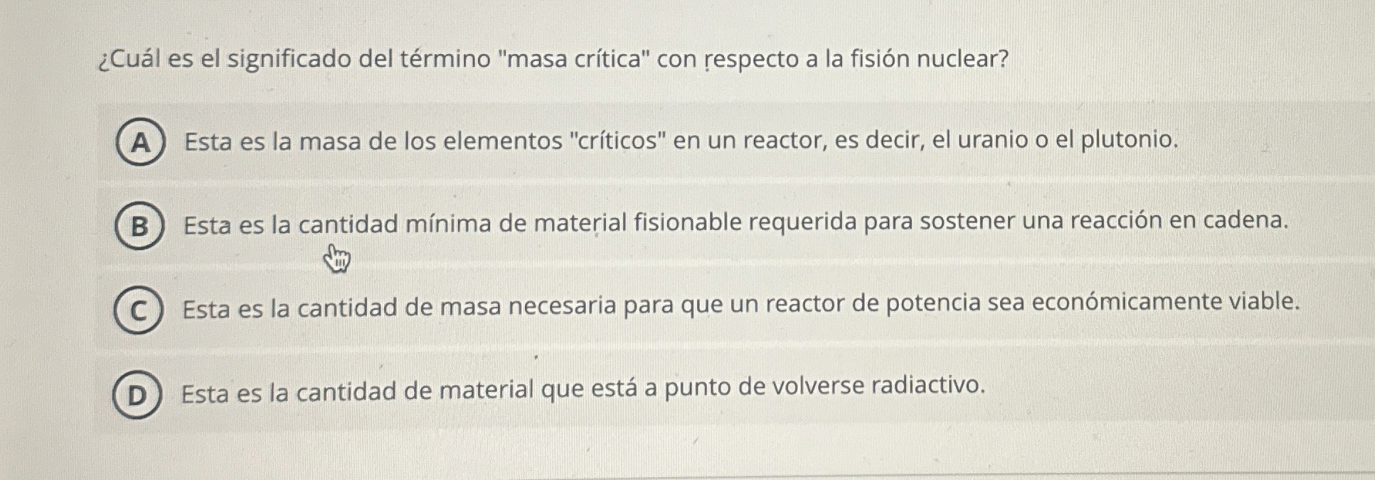 Solved ¿Cuál es el significado del término "masa crítica" | Chegg.com