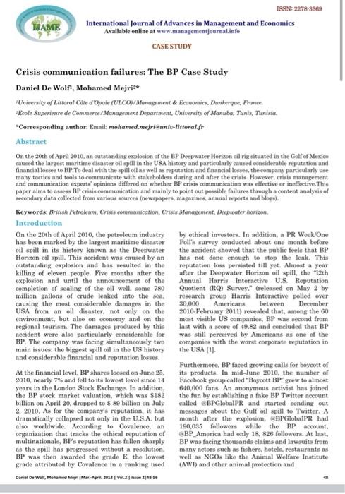 International journal of Advances in Management and | Chegg.com