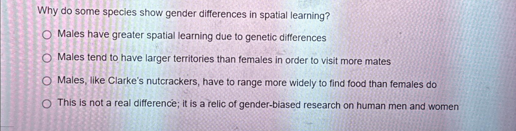 Solved Why do some species show gender differences in | Chegg.com
