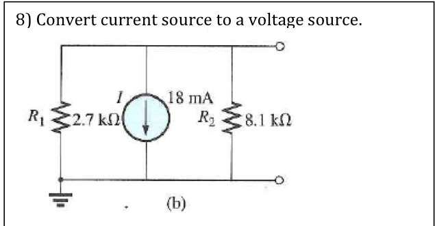 Solved Convert current source to a voltage source. | Chegg.com