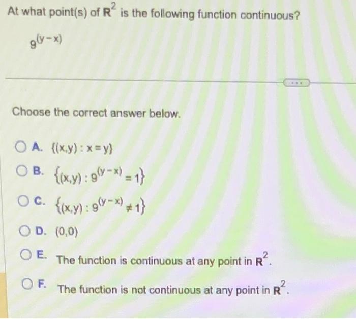 Solved At what point(s) of R2 is the following function | Chegg.com