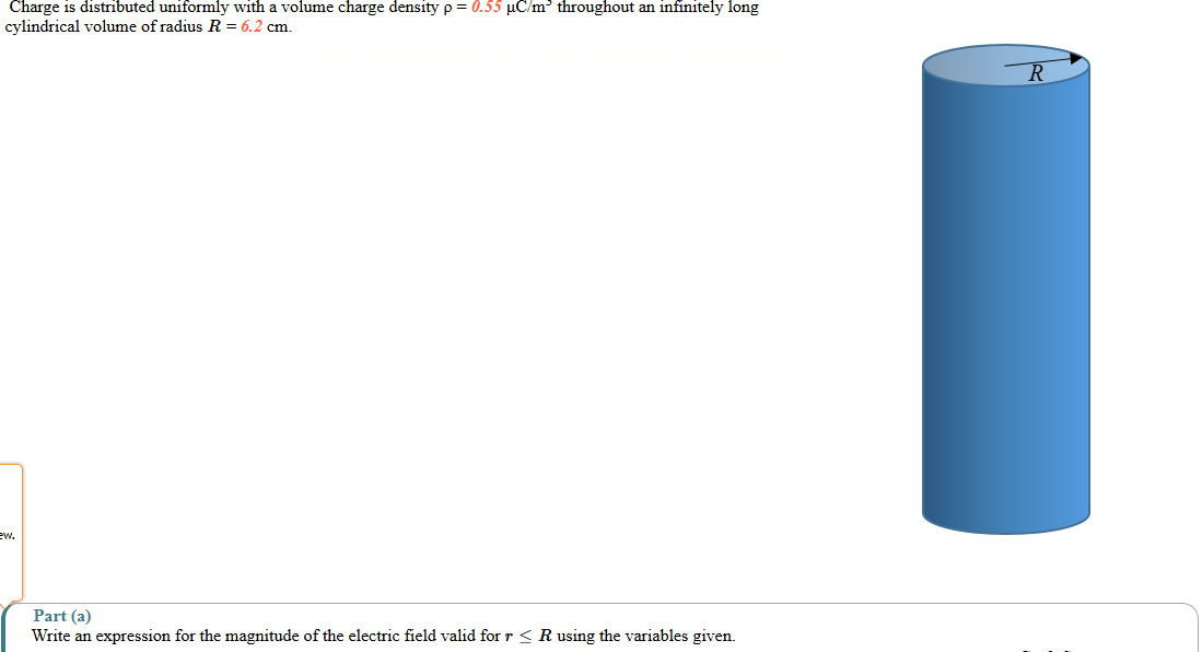 Solved Charge is ﻿distributed uniformly with a volume charge | Chegg.com