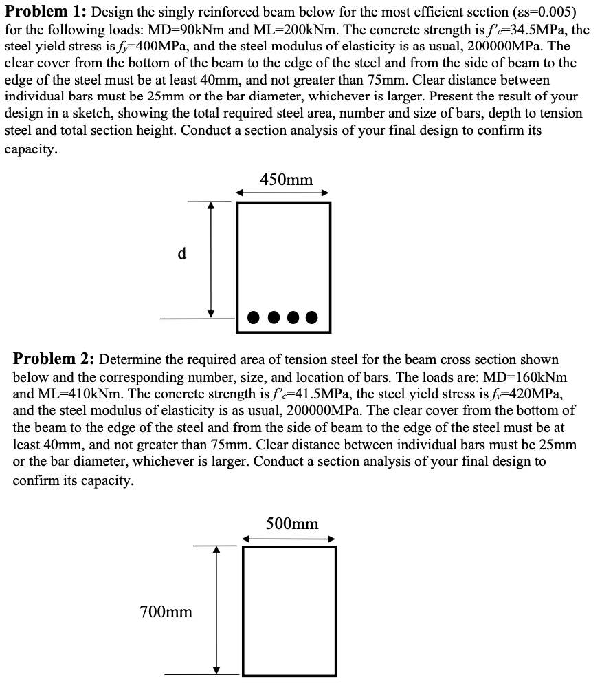 Solved 1. ﻿Design the singly reinforced beam below for the | Chegg.com