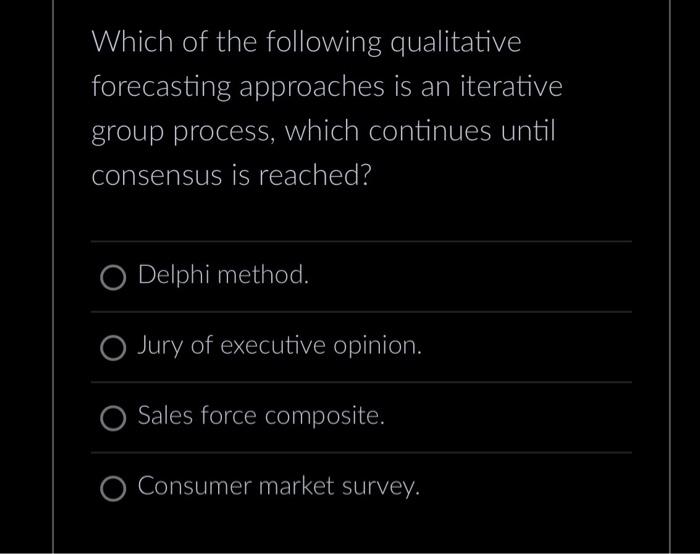 Solved Which of the following qualitative forecasting | Chegg.com