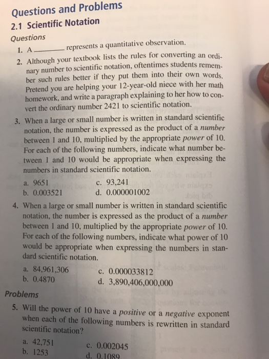 Solved Questions and Problems 2.1 Scientific Notation | Chegg.com