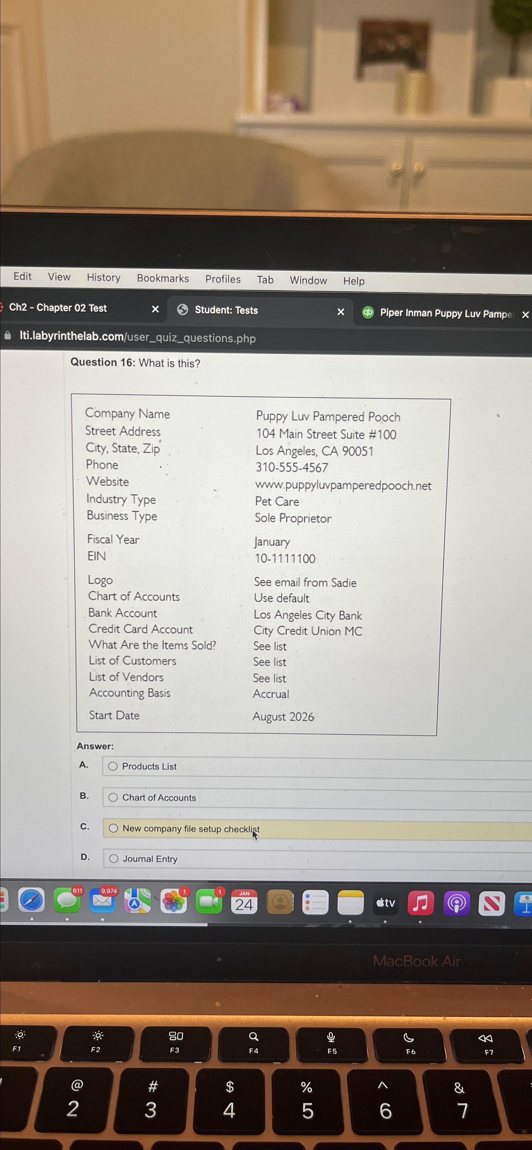 Solved Answer:A. ﻿Products ListB. ﻿Chart of Accountsc. ﻿New | Chegg.com
