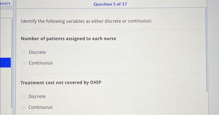 Solved Identify the following variables as either discrete | Chegg.com