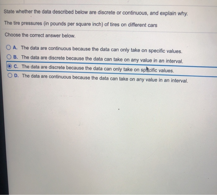 Solved State whether the data described below are discrete | Chegg.com