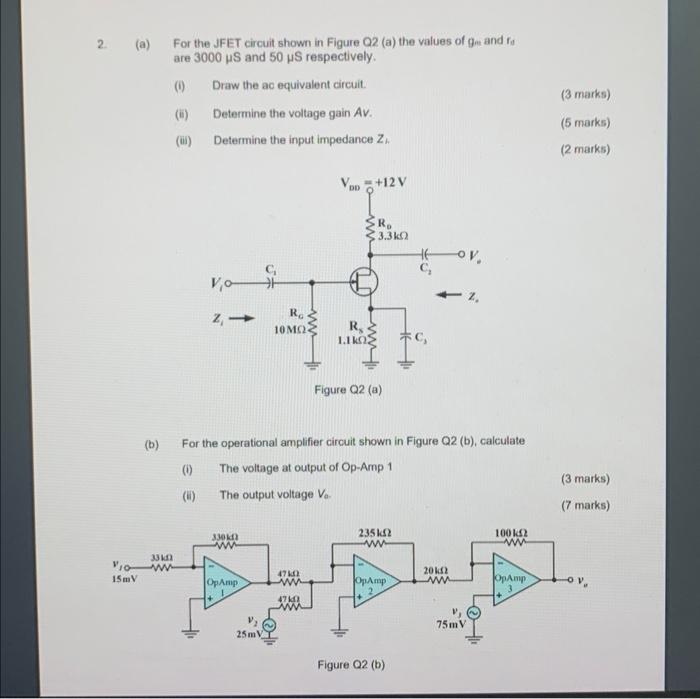 Solved 2. (a) For the JFET circuit shown in Figure Q2 (a) | Chegg.com