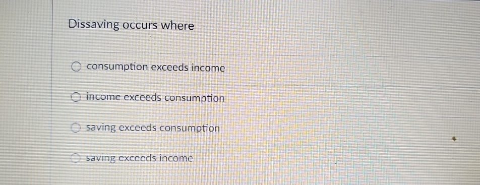 Solved Dissaving occurs whereconsumption exceeds | Chegg.com