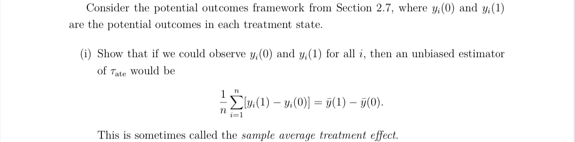 Solved Consider the potential outcomes framework from | Chegg.com