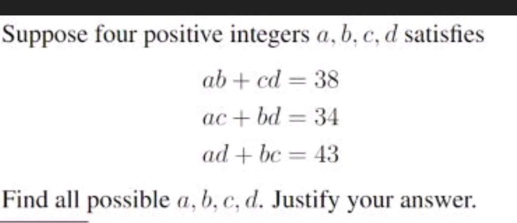 Suppose four positive integers a,b,c,d | Chegg.com