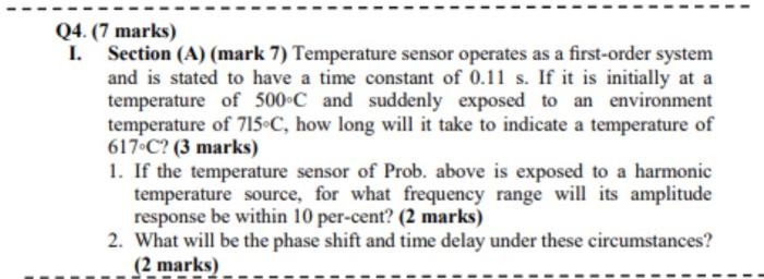 Solved Q4. (7 marks) Section (A) (mark 7) Temperature sensor | Chegg.com
