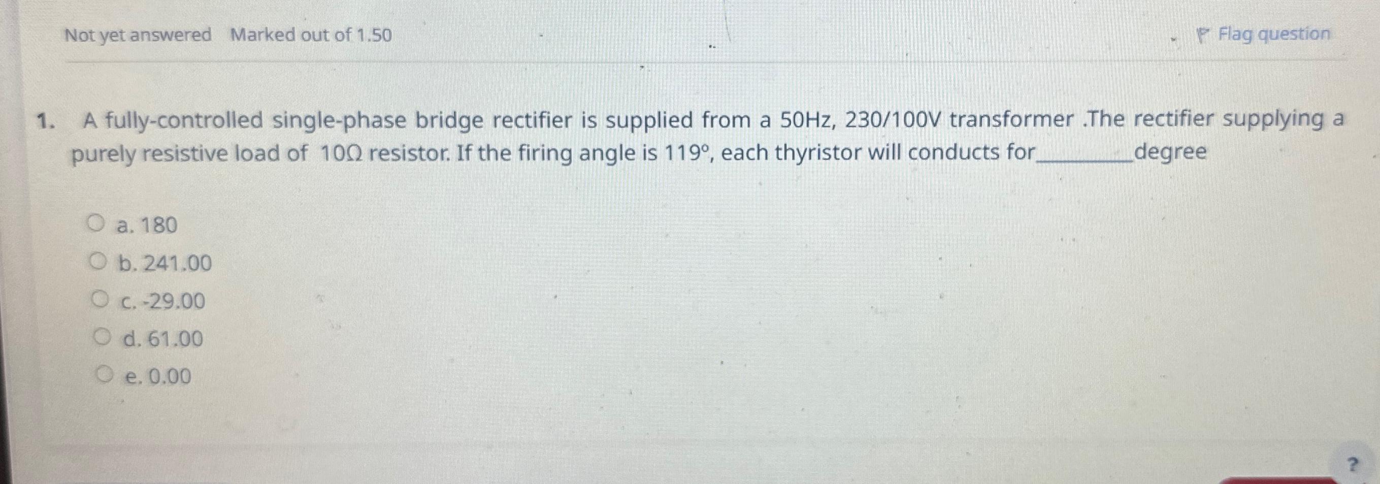 Solved Not yet answered Marked out of 1.50Flag questionA | Chegg.com
