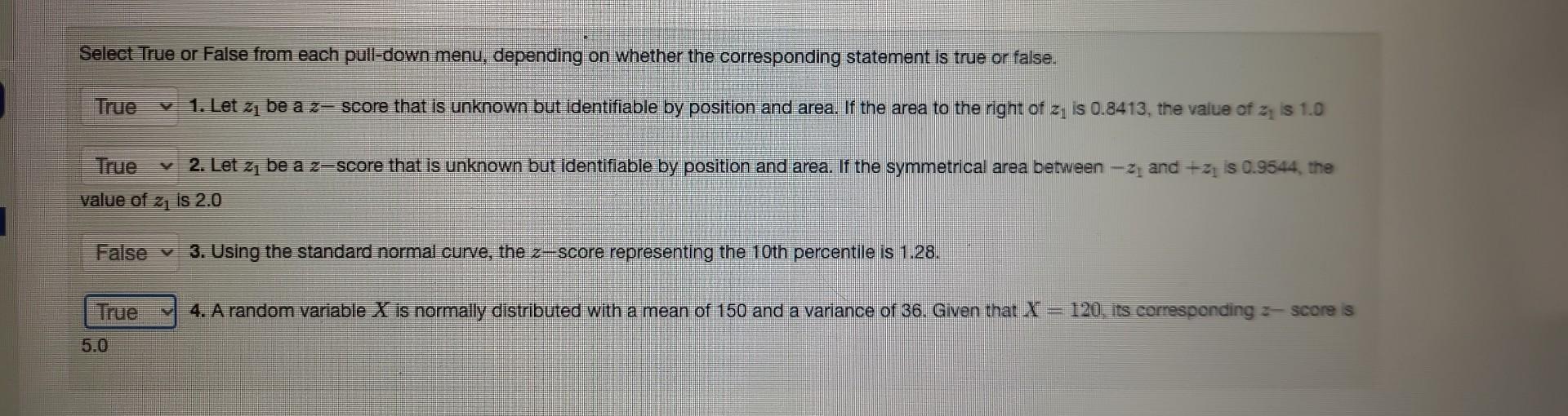 Solved Select True or False from each pull-down menu, | Chegg.com