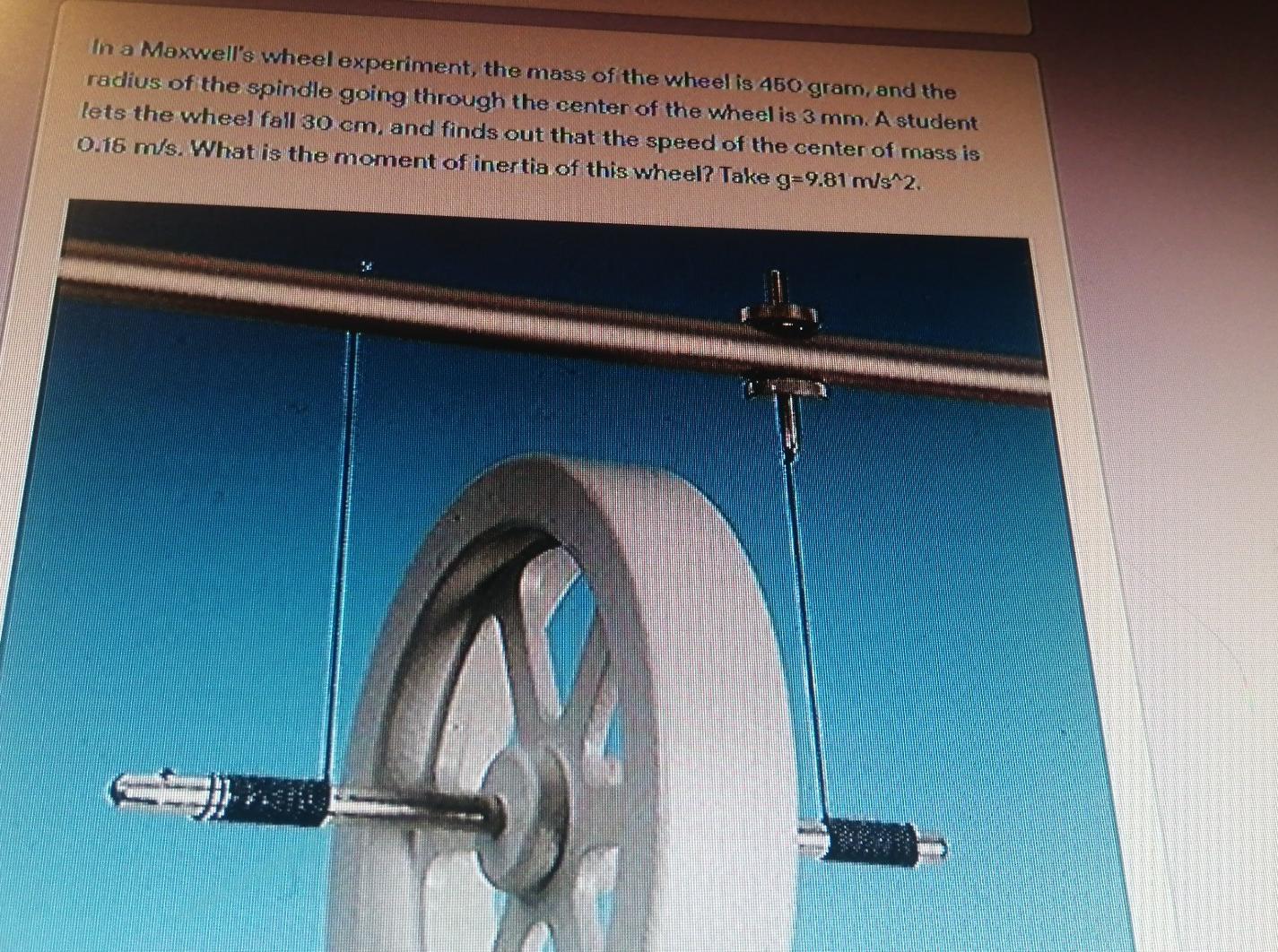 Solved In a Maxwell's wheel experiment, the mass of the | Chegg.com