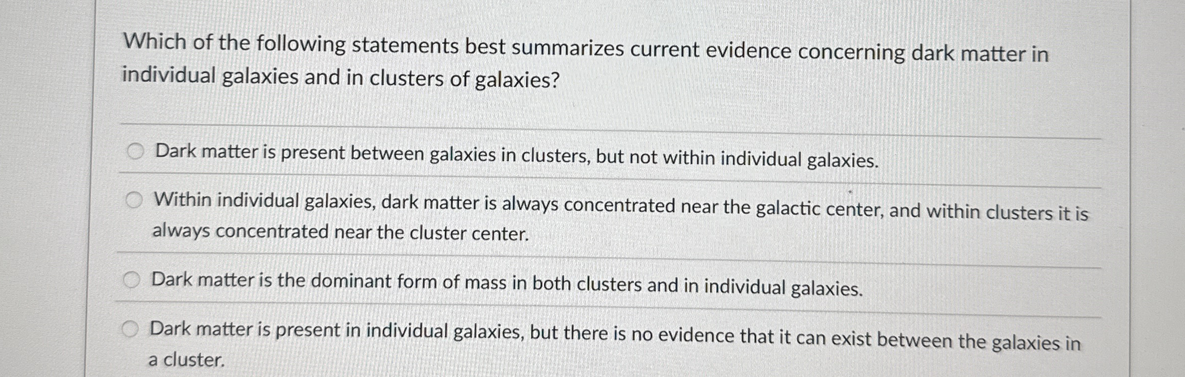 Solved Which of the following statements best summarizes | Chegg.com