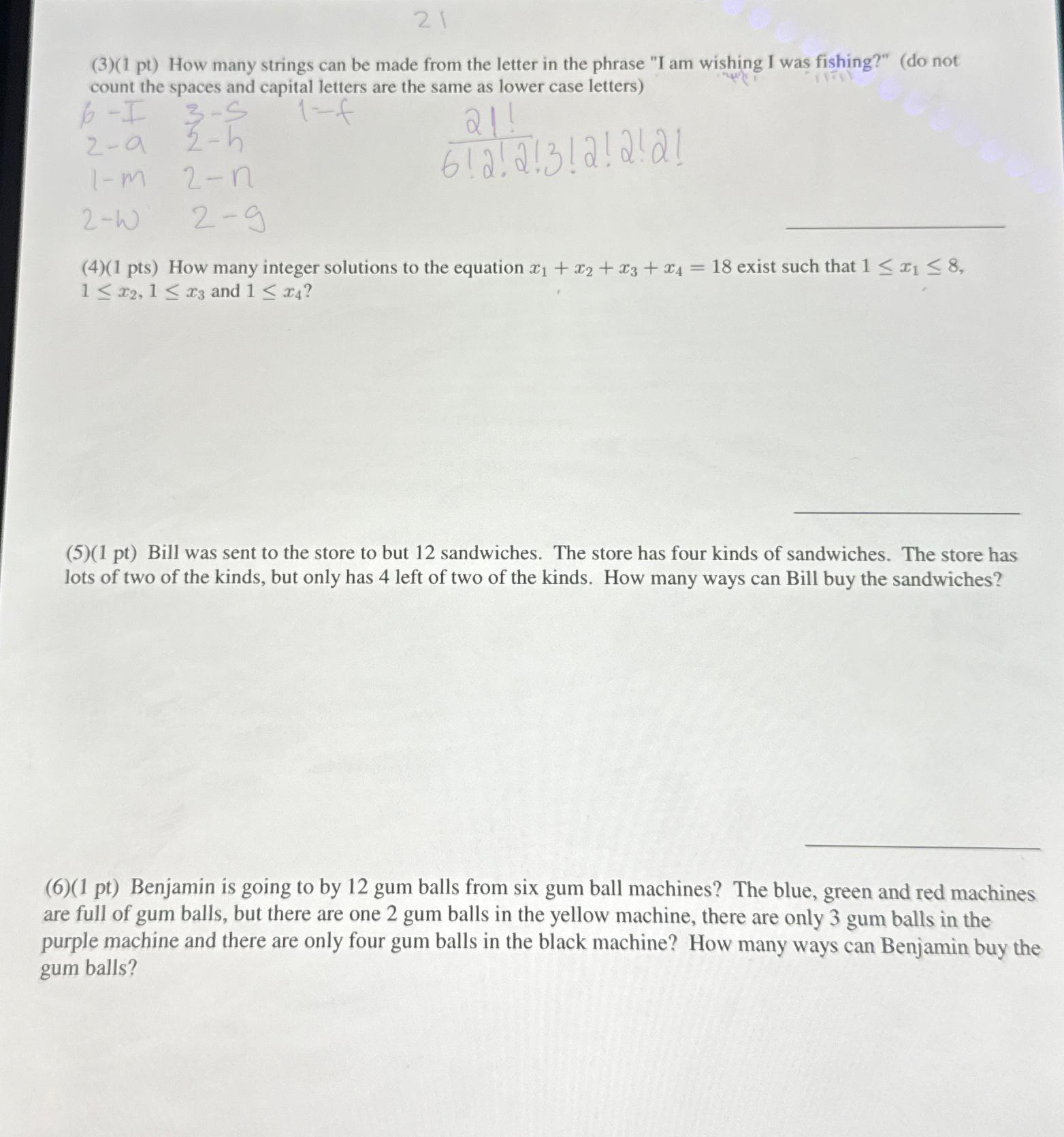 Solved (3)(1 ﻿pt) ﻿How many strings can be made from the | Chegg.com