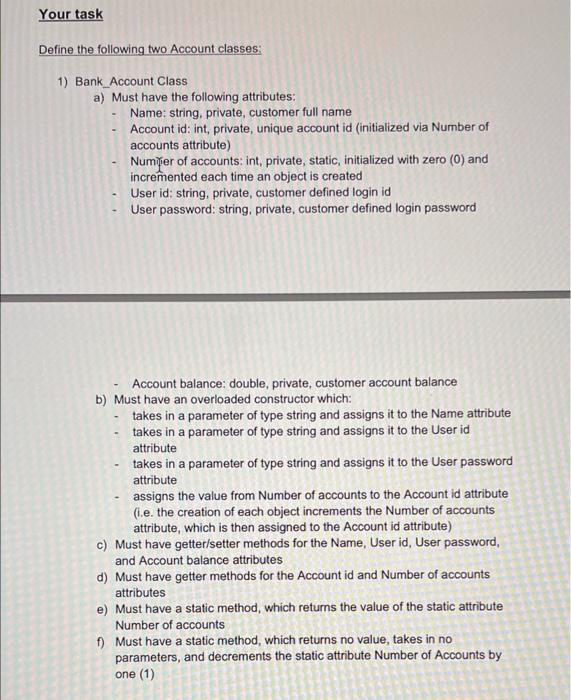 Solved Your task Define the following two Account classes: | Chegg.com
