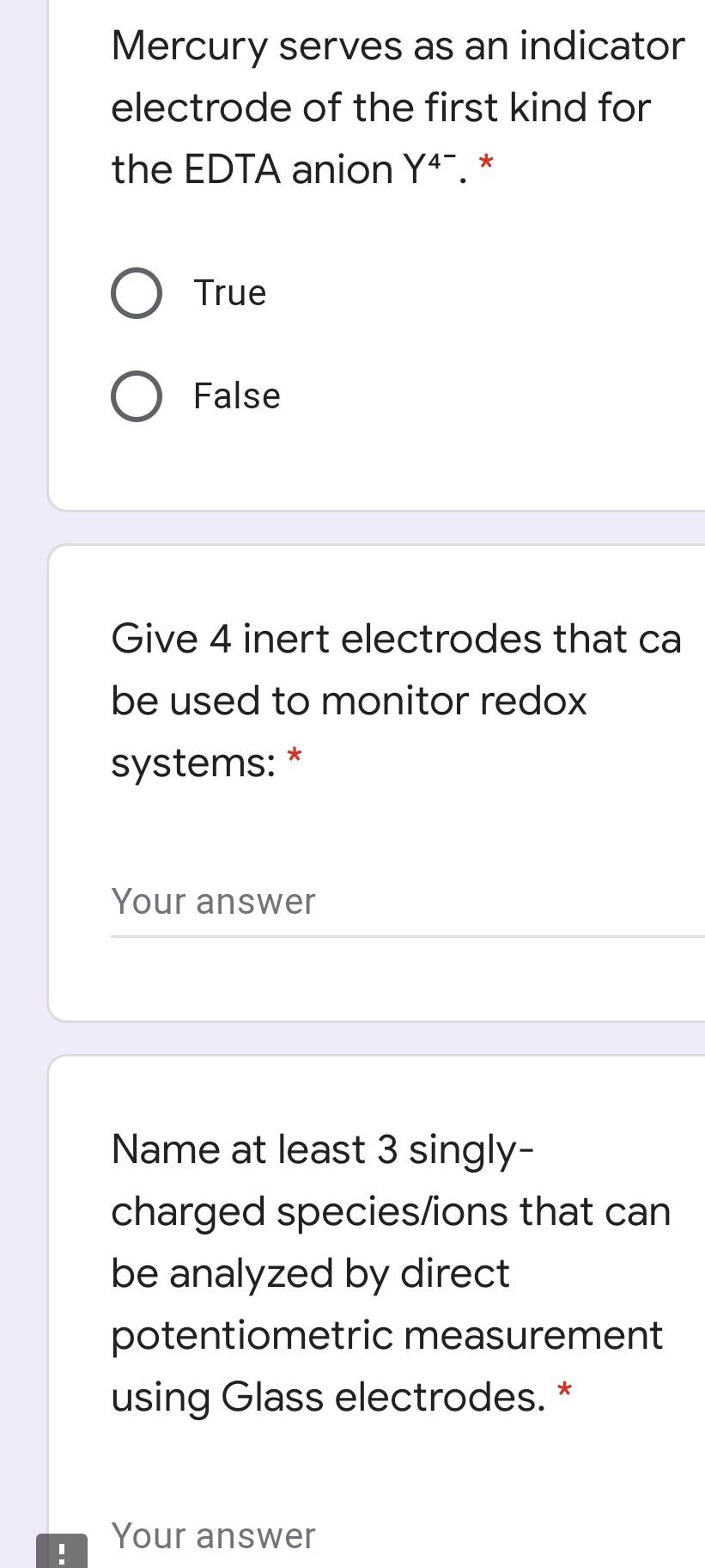 Solved Mercury serves as an indicator electrode of the first | Chegg.com