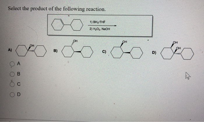 Solved Select the product of the following reaction. 1) | Chegg.com
