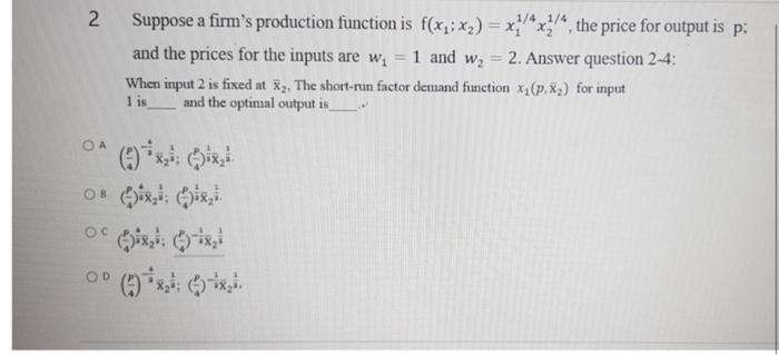 Solved When input 2 is fixed at x2, The short-run factor | Chegg.com