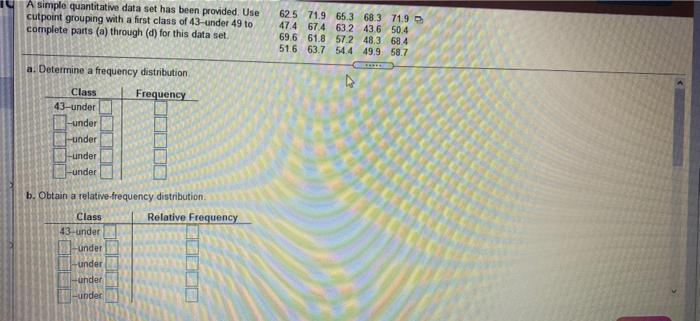 Solved A simple quantitative data set has been provided Use | Chegg.com