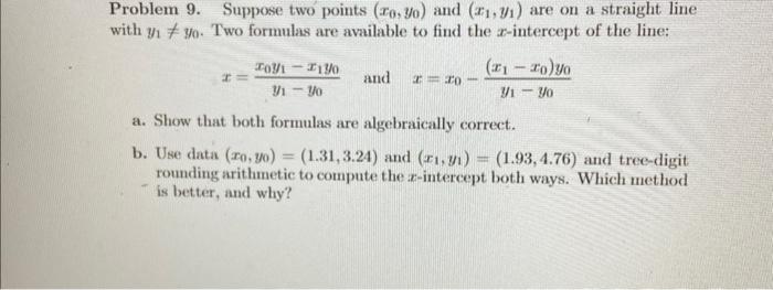 Solved Problem 9. Suppose two points (x0,y0) and (x1,y1) are | Chegg.com