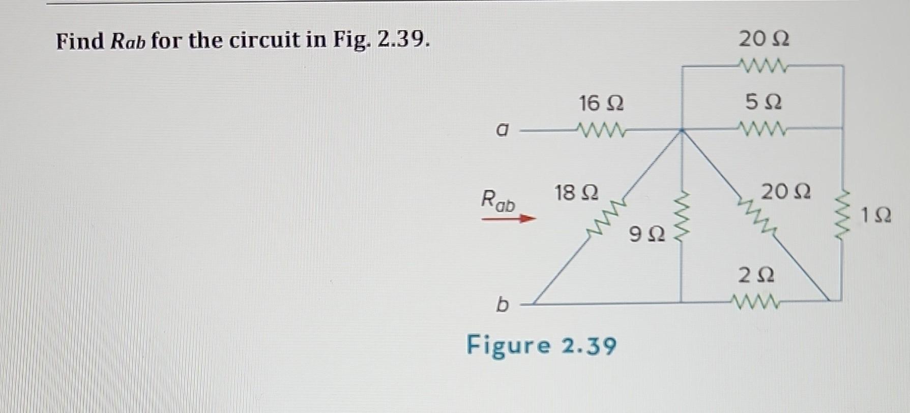 Solved Find Rab for the circuit in Fig. 2.39. Figure 2.39 | Chegg.com