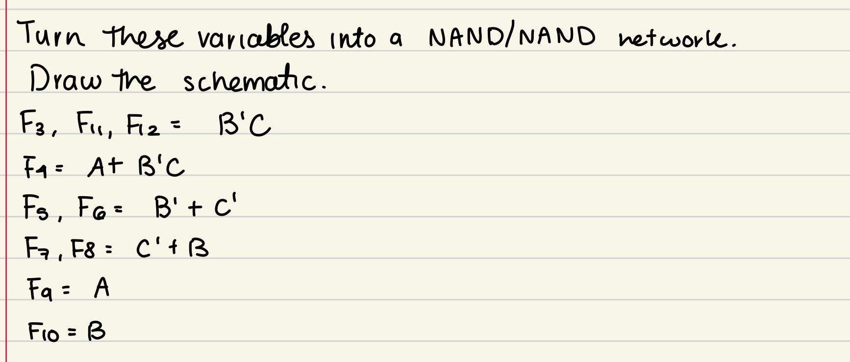 Turn these variables into a NAND/NAND networle.Draw | Chegg.com