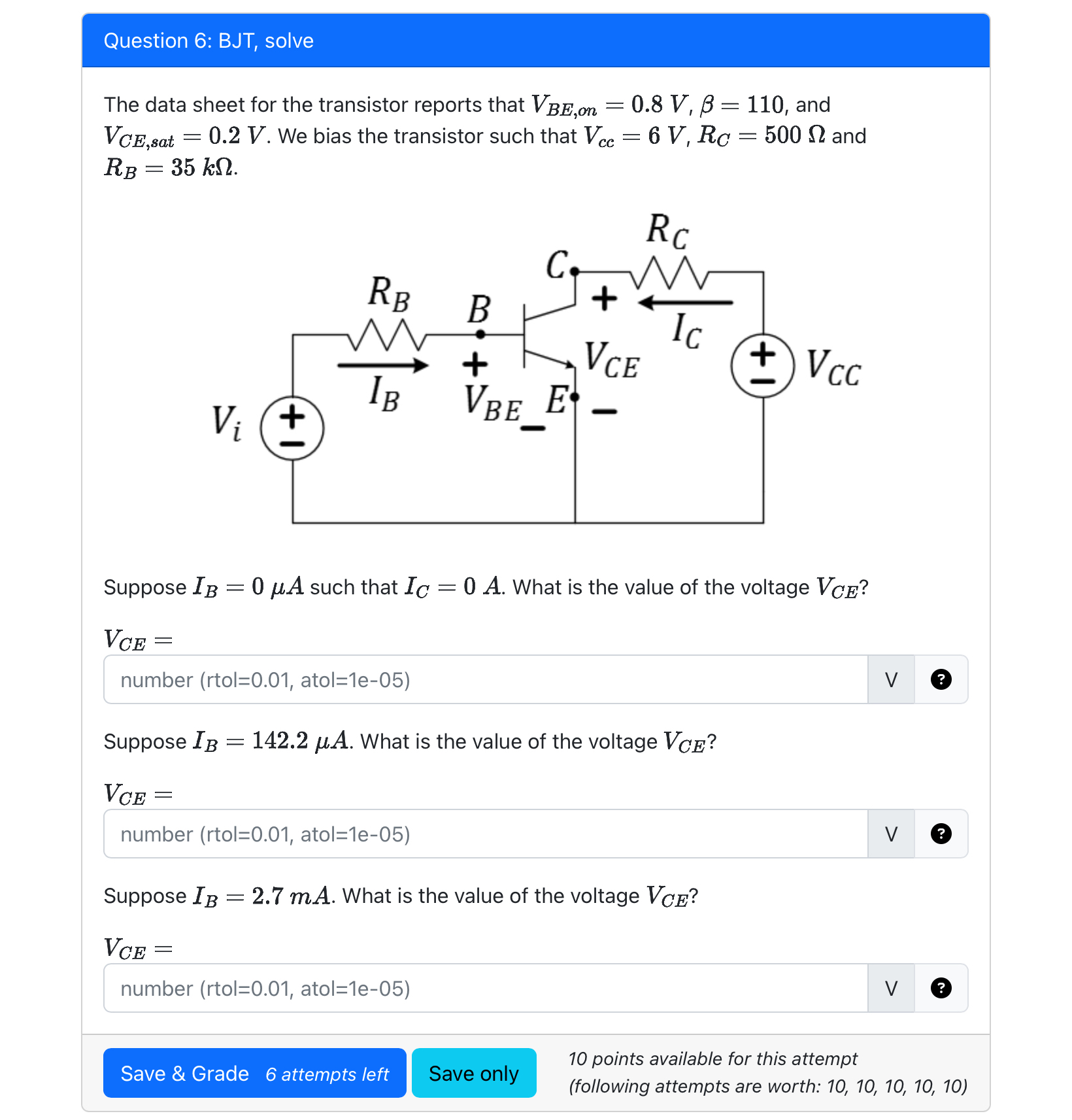 Solved Question 6: BJT, ﻿solveThe data sheet for the | Chegg.com
