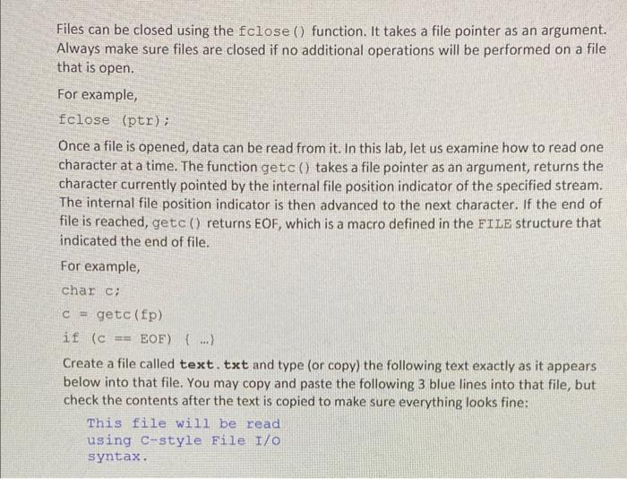 Solved C File 10 Using C Library Functions File Ioo In C 