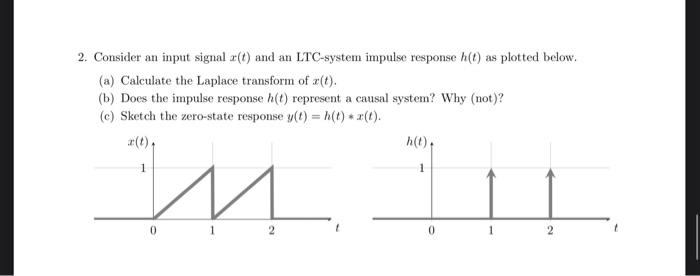 Solved 2. Consider an input signal r(t) and an LTC-system | Chegg.com