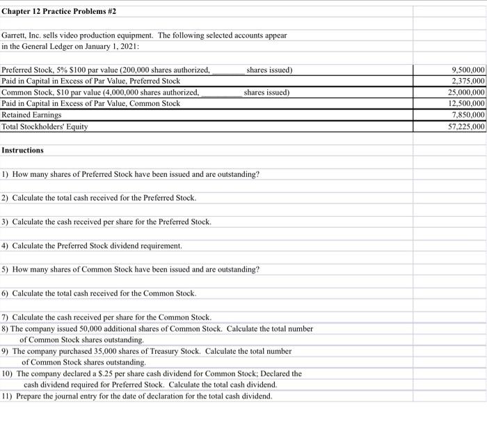 Solved Chapter 12 Practice Problems \#2 Garrett, Inc. sells | Chegg.com