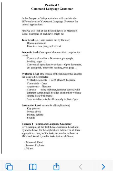 Practical 3 Command Language Grammar In the first | Chegg.com