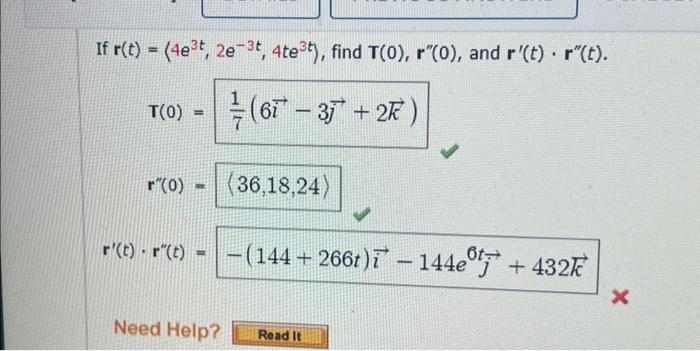 Solved If r(t)= 4e3t,2e−3t,4te3t), find T(0),r′′(0), and | Chegg.com