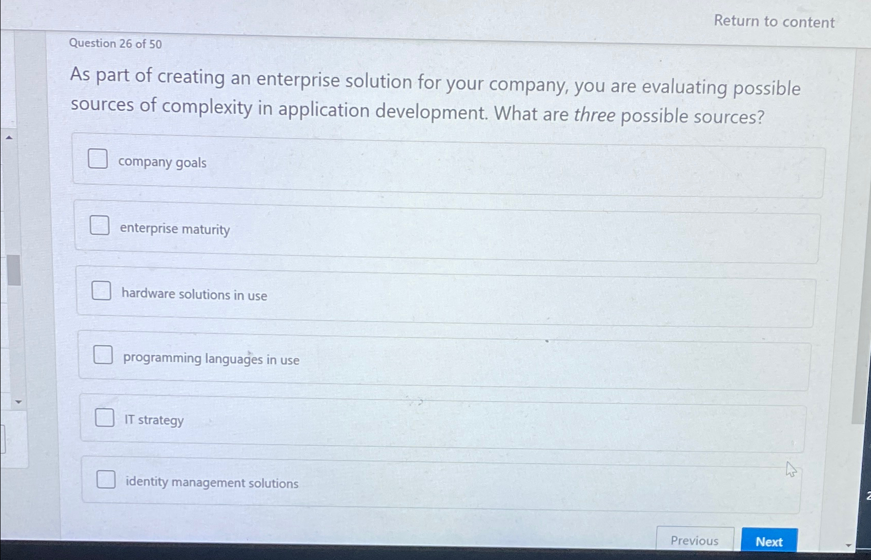 Solved Return to contentQuestion 26 ﻿of 50As part of | Chegg.com