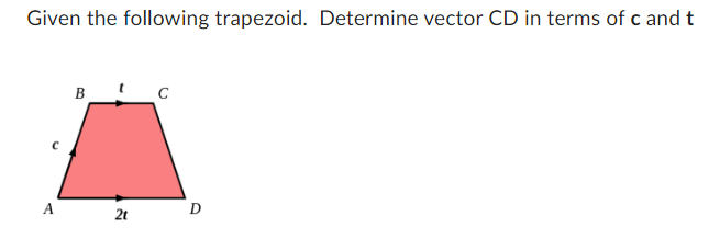 Solved Given the following trapezoid. Determine vector CD | Chegg.com