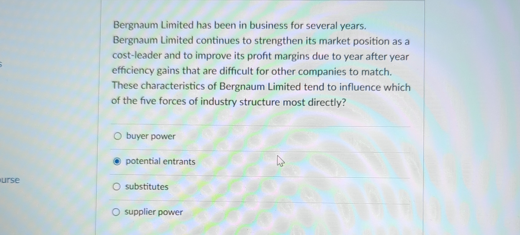 Solved Bergnaum Limited has been in business for several | Chegg.com
