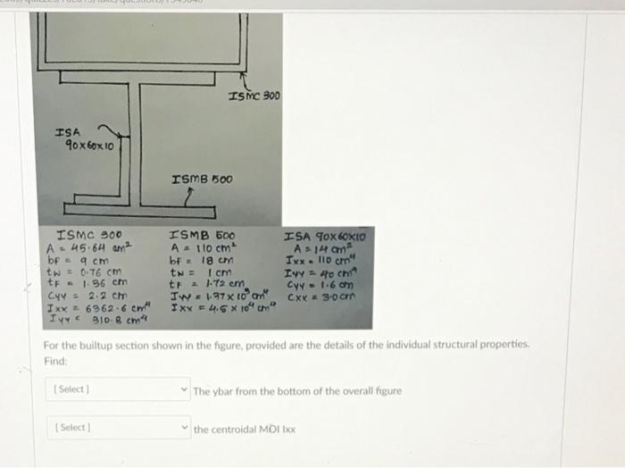 Solved ISMC 300 ISA 90x6ox 10 ISMB 500 ISMC 900 ISMB 500 ISA | Chegg.com