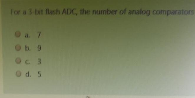 Solved For a 3-bit flash ADC, the number of analog | Chegg.com