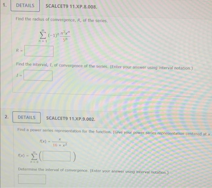Solved 1. DETAILS SCALCET9 11.XP.8.008. Find the radius of | Chegg.com