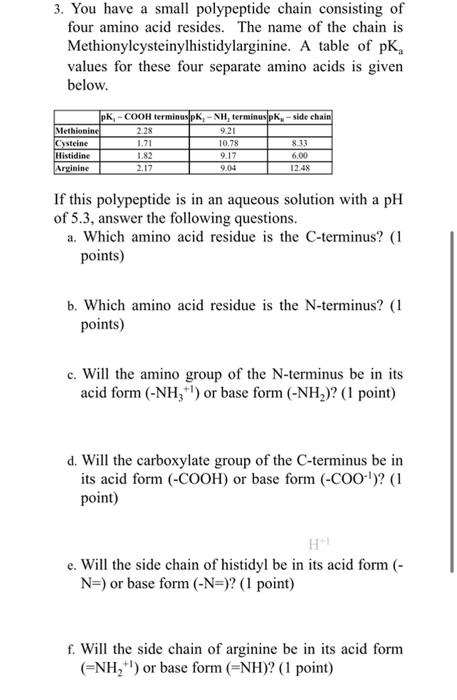 Solved 3. You have a small polypeptide chain consisting of | Chegg.com