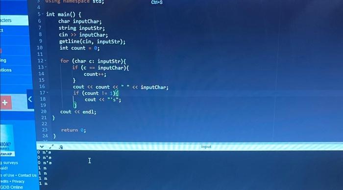 Solved White a program whose input is a character and a | Chegg.com