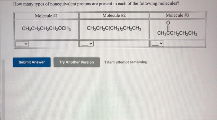 Solved How many types of nonequivalent protons are present | Chegg.com