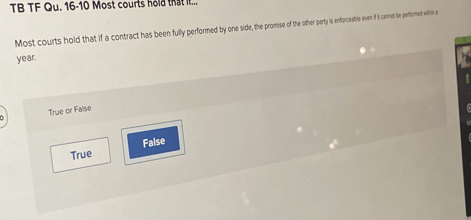 Solved TB TF Qu. 16-10 ﻿Most courts hold that In...Most | Chegg.com