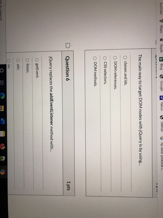 Solved YouTube Maps Apple b Bing Google y? Yahoo 5 SIMnet | Chegg.com